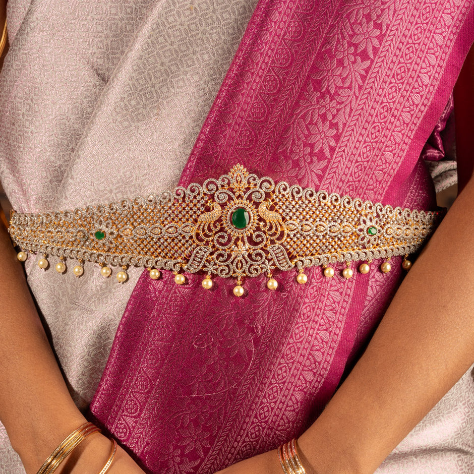 Buy Gold Plated Silver Oddiyanam Online | 925 Silver Vandanam/Oddiyanam ...