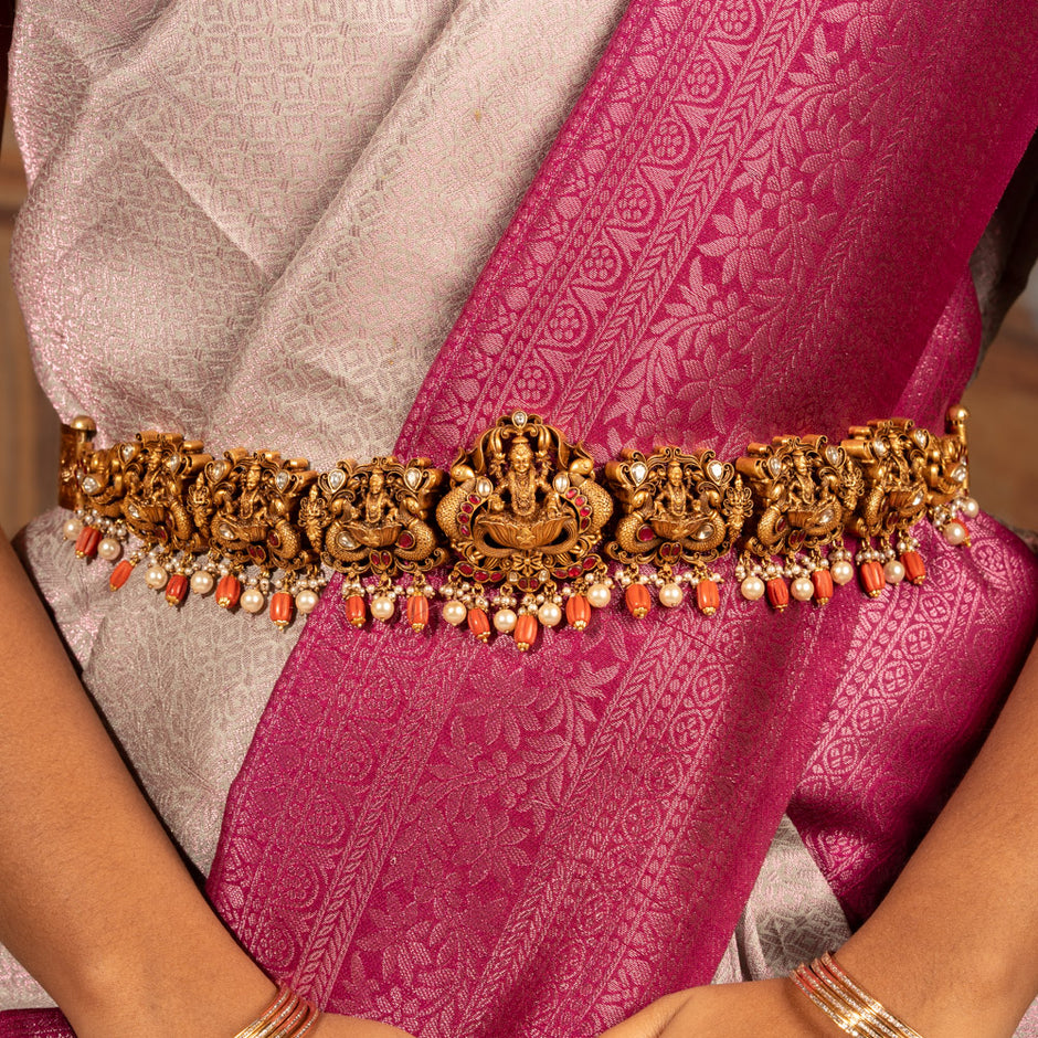 Buy Gold Plated Silver Oddiyanam Online | 925 Silver Vandanam/Oddiyanam ...