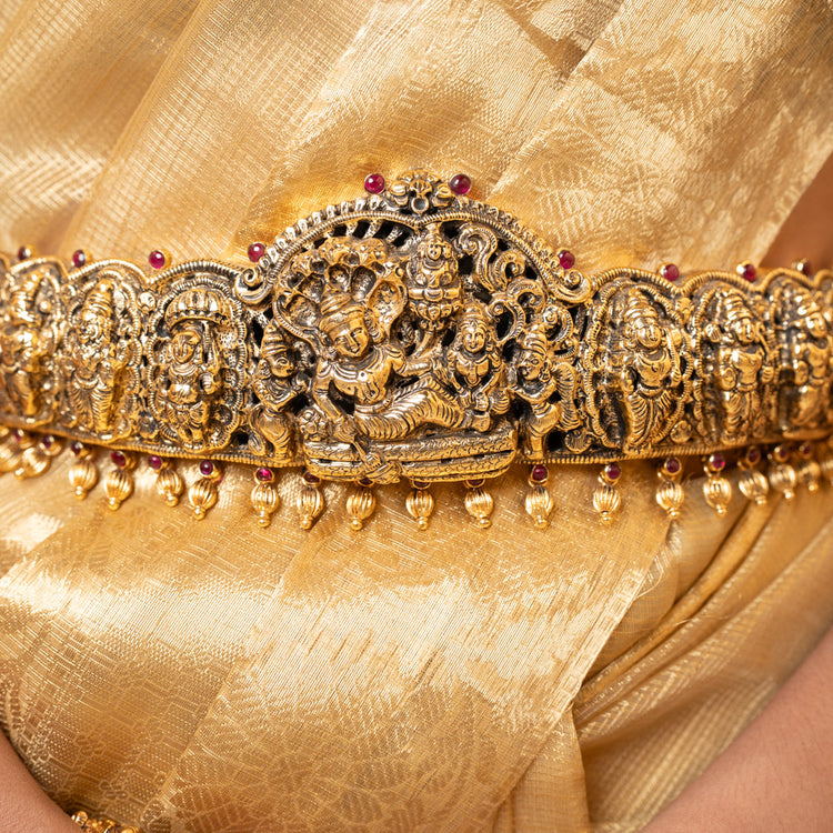 Buy Gold Plated Silver Oddiyanam Online | 925 Silver Vandanam/Oddiyanam ...