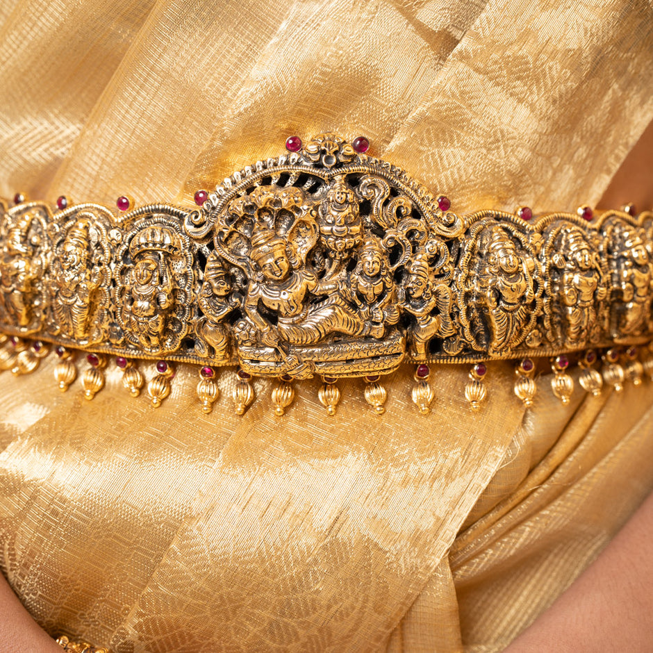 Buy Gold Plated Silver Oddiyanam Online | 925 Silver Vandanam/Oddiyanam ...